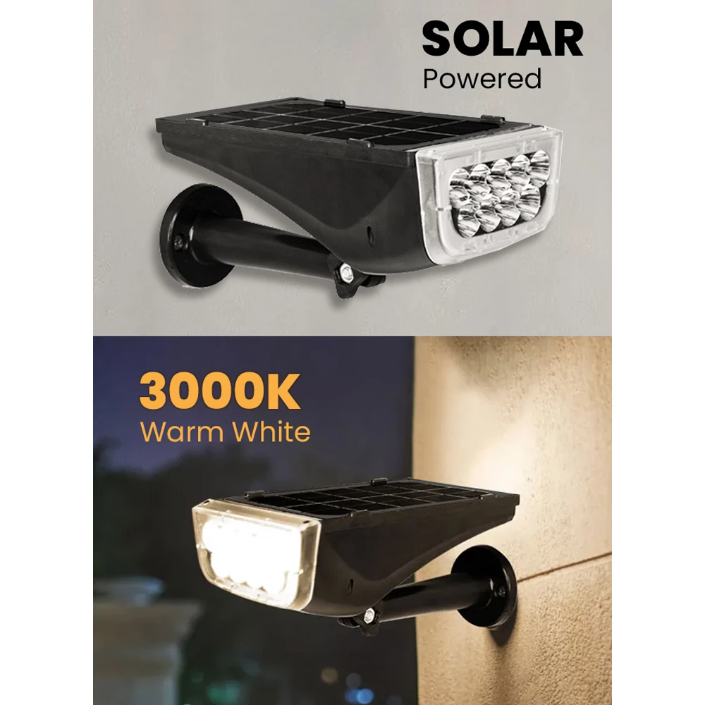 Solar Wall & Garden Spotlight - 3000K Warm White LED, IP67 Waterproof ...