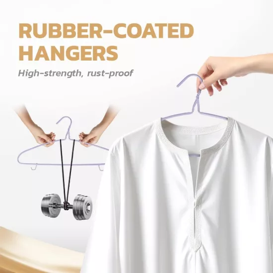 MODI Rubber-Coated Hangers 10 Pack - Non-Slip Heavy-Duty Clothes ...